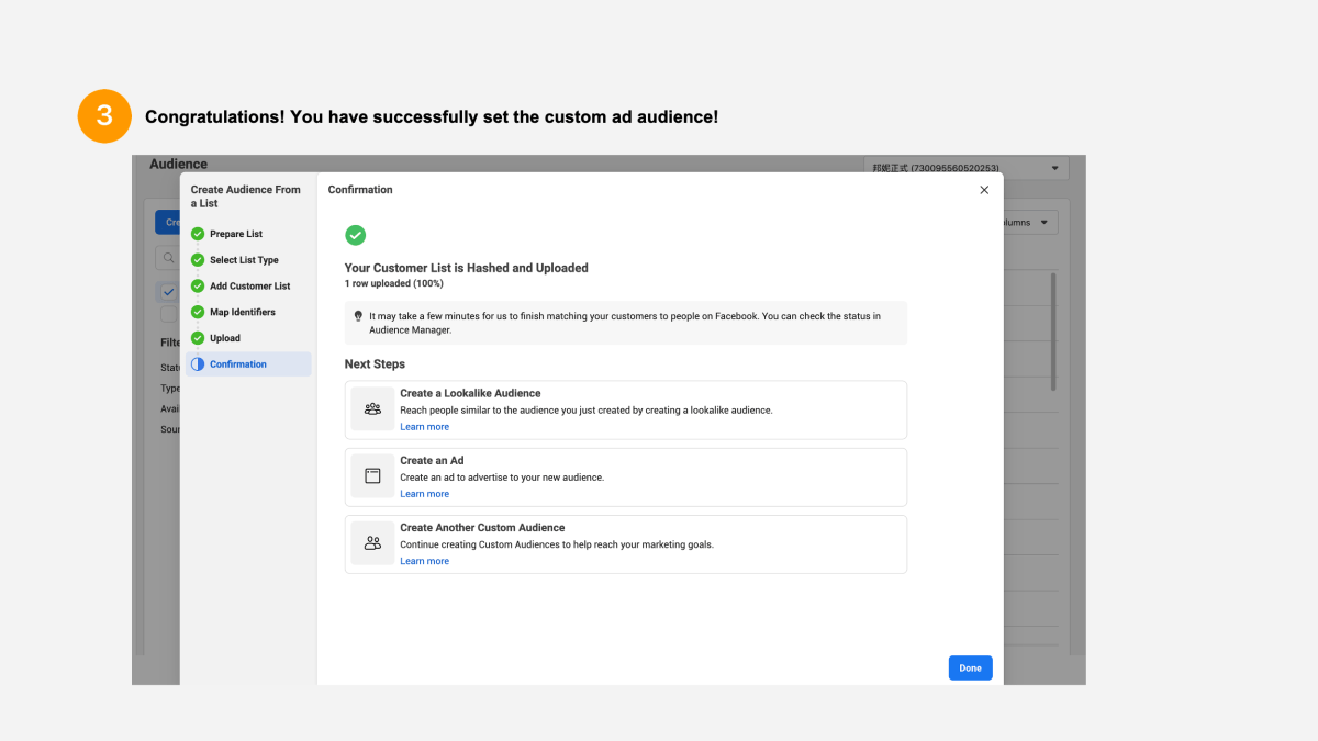 Create a Facebook Customer List Custom Audience