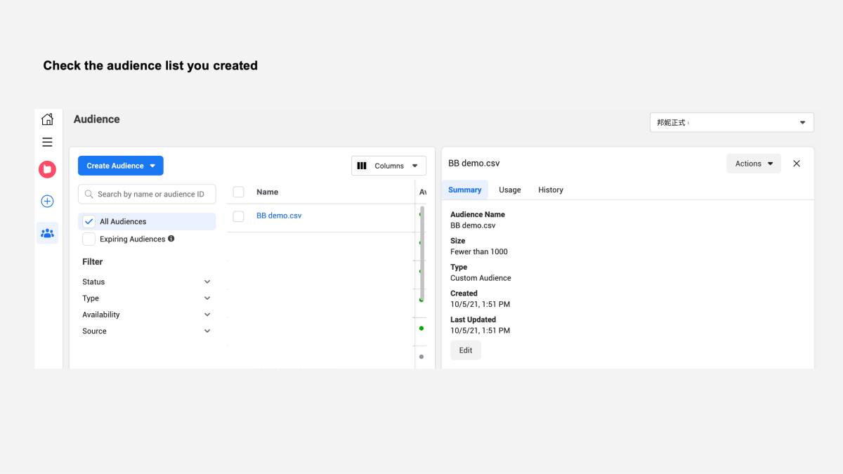 Create a Facebook Customer List Custom Audience